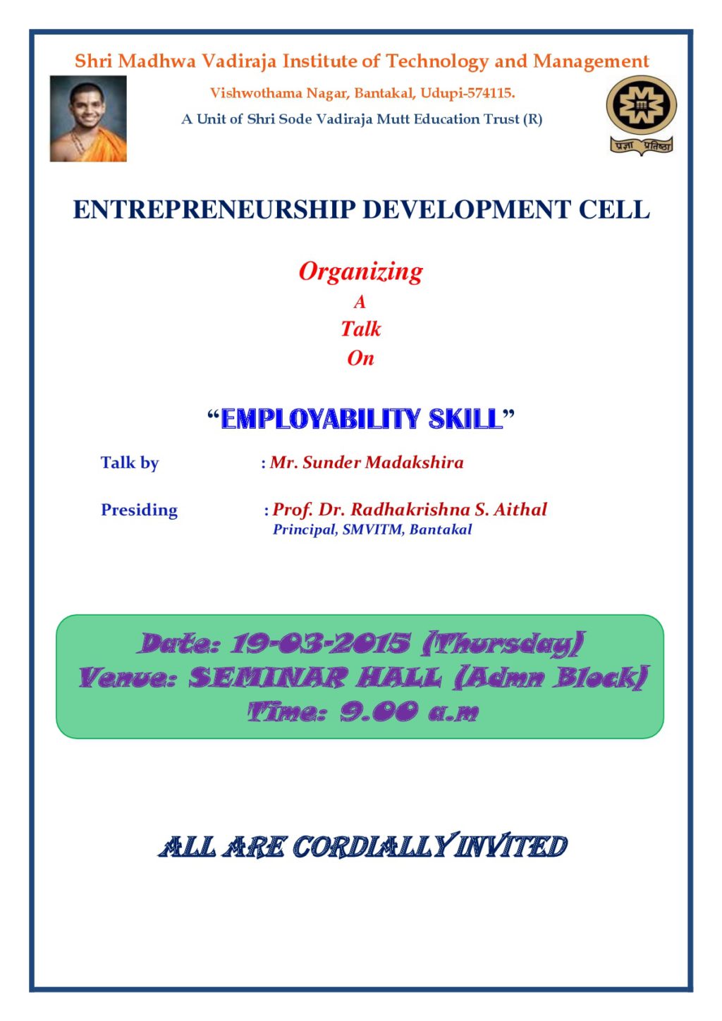 Interactive session on Employability Skills | sode-edu.in/smvitm